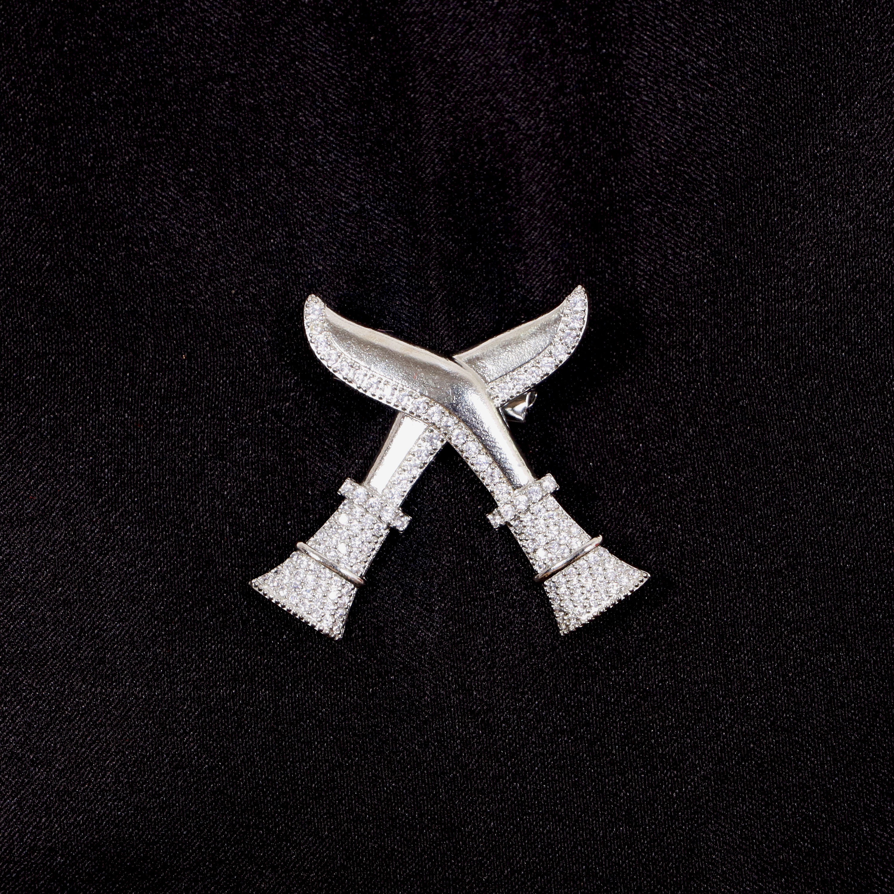 Jewel Queen Silver Plated Cross Design Men's Khukuri AD Stone Studded ...
