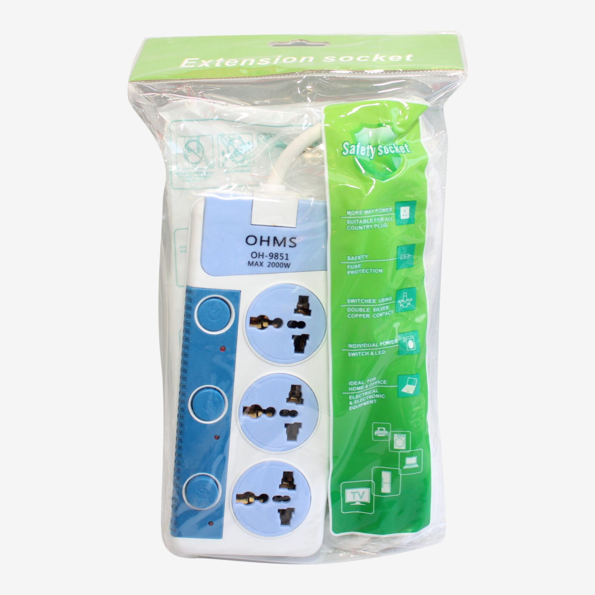 Ohms Extension Socket 3 Ports Max 200W | Daraz.com.np