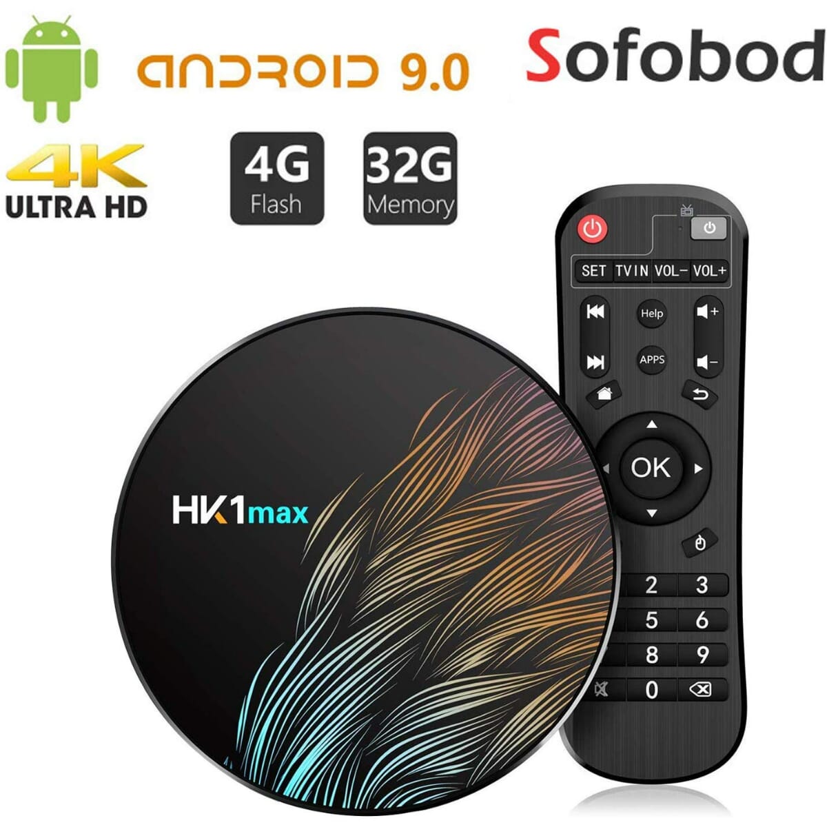 Hk1 Max Tv Box Android 9.0 Tv Box 4Gb Ram 32Gb Rom 2.4G/5G Dual Wifi H ...