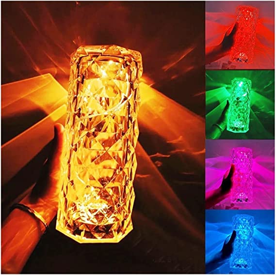 Crystal Table Lamp Rose Light Projector 3/16 Colors Adjustable Romantic ...