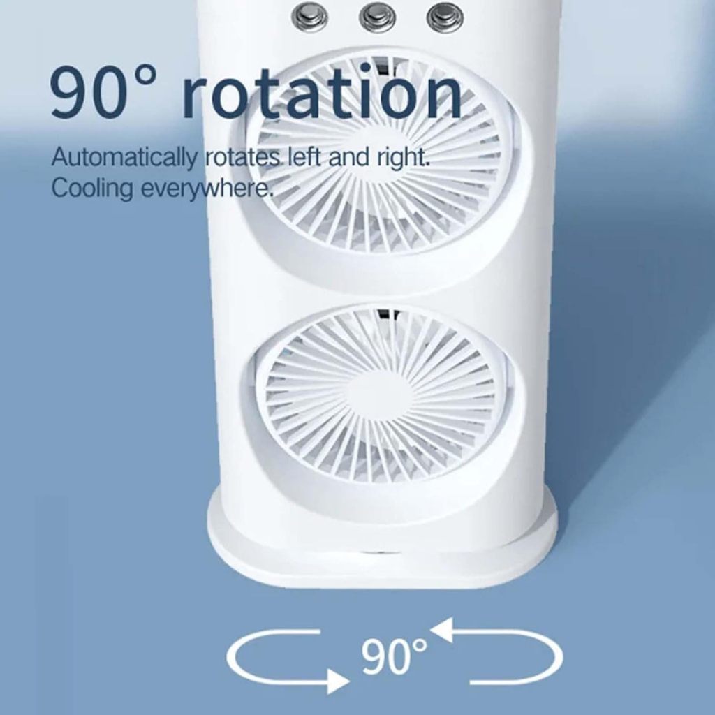 3 Speeds Mini Desk Fan Operated Fan with LED Light Quiet Fan Air Cooler ...