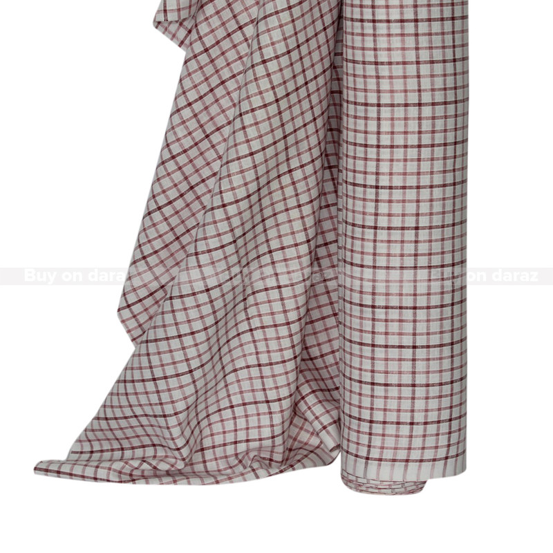 White/Maroon Checkered Unstitched Fabric For Shirt - 1 Meter | Daraz.com.np