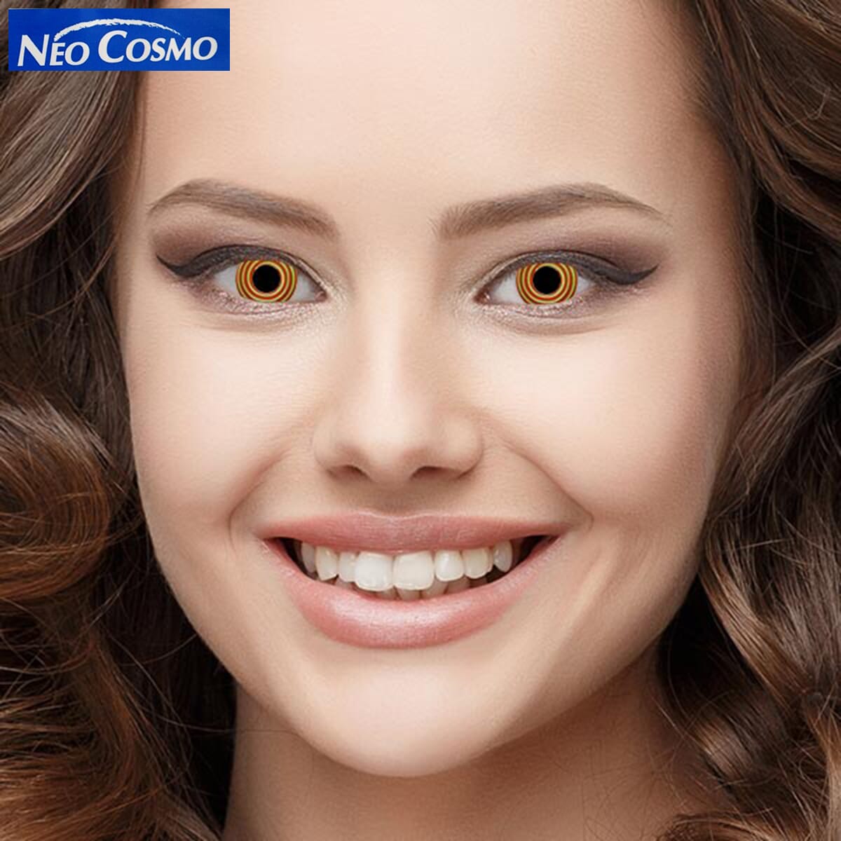 Neo Cosmo (Zero Power) Red & Yellow Swirl Crazy Contact Lenses Without ...