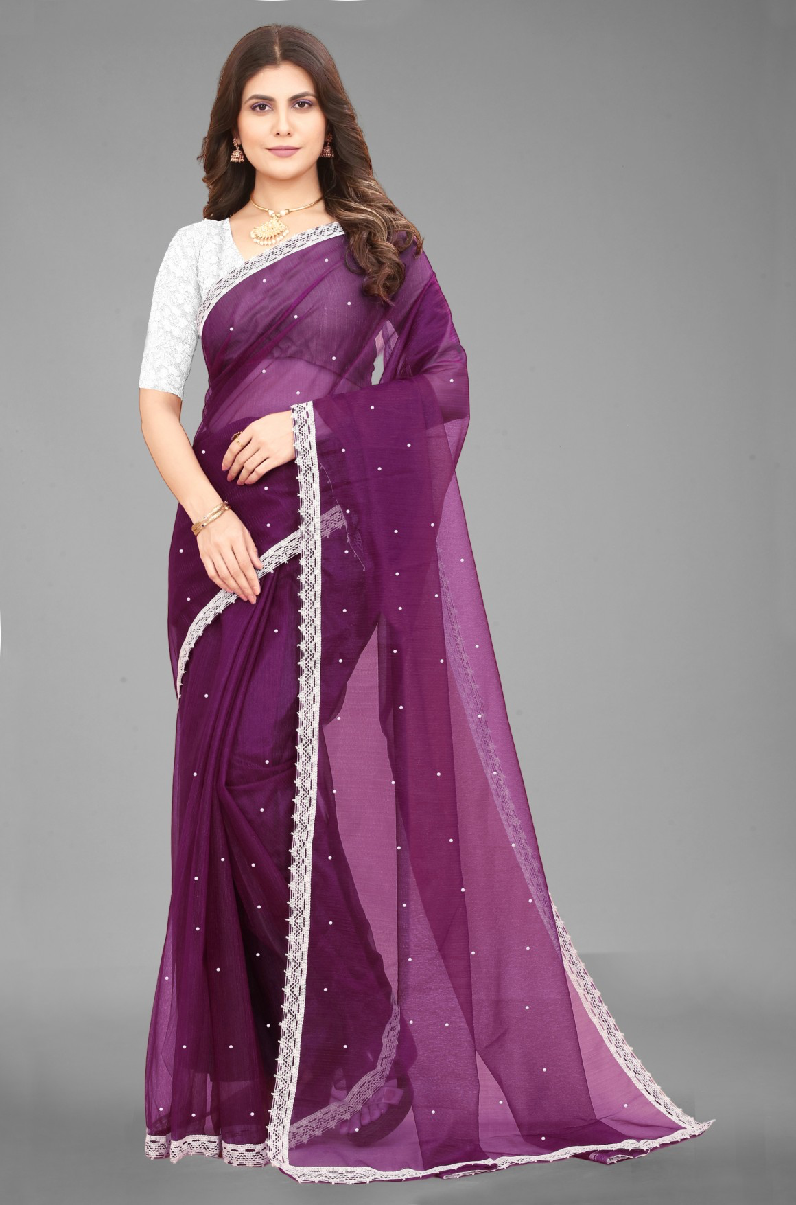 Self Design Bollywood Net Saree For Women | Daraz.com.np