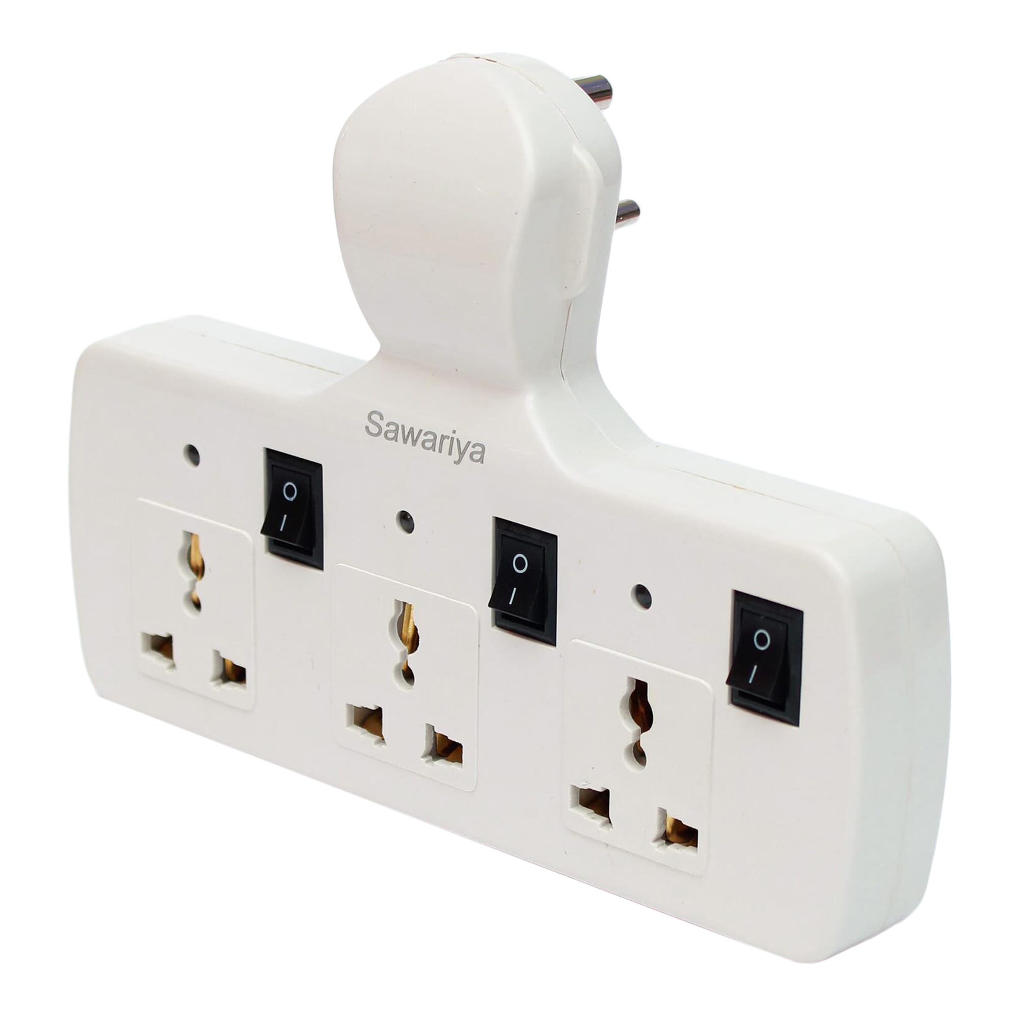 Cordless Universal Wall Multiplug With 3 Socket, Individual Switches ...