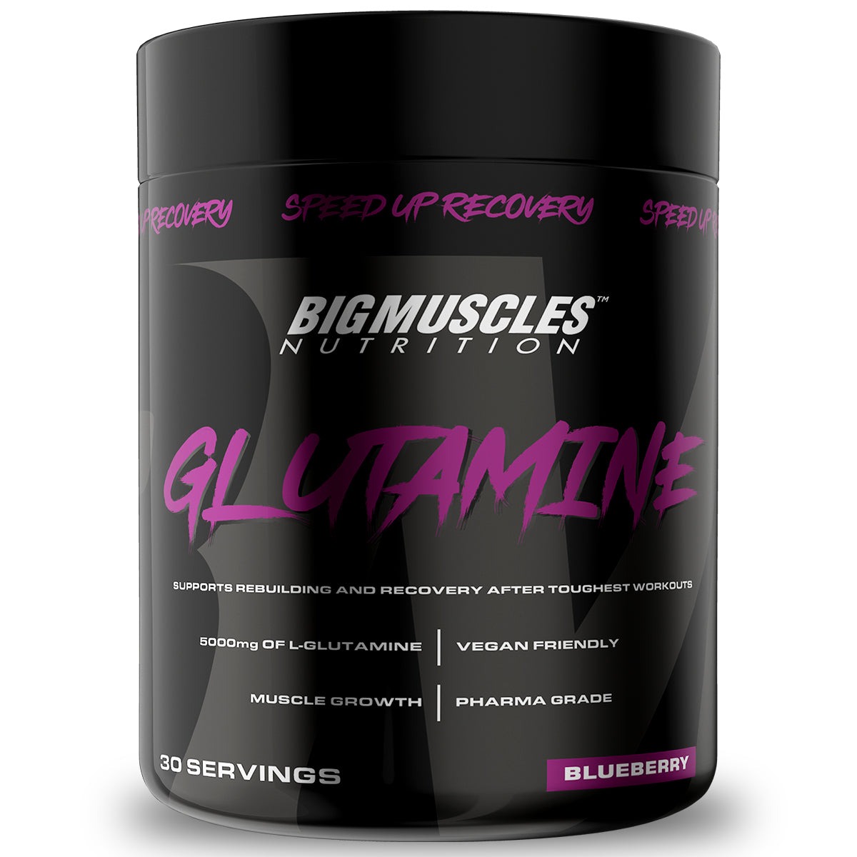 Bigmuscles Nutrition L-Glutamine Powder (30 Servings) Blueberry Flavor ...