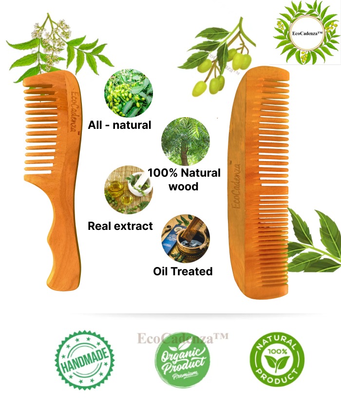 Neem Organic Wood Combs 100% Handmade, Anti-Dandruff (Pack 2). | Daraz ...