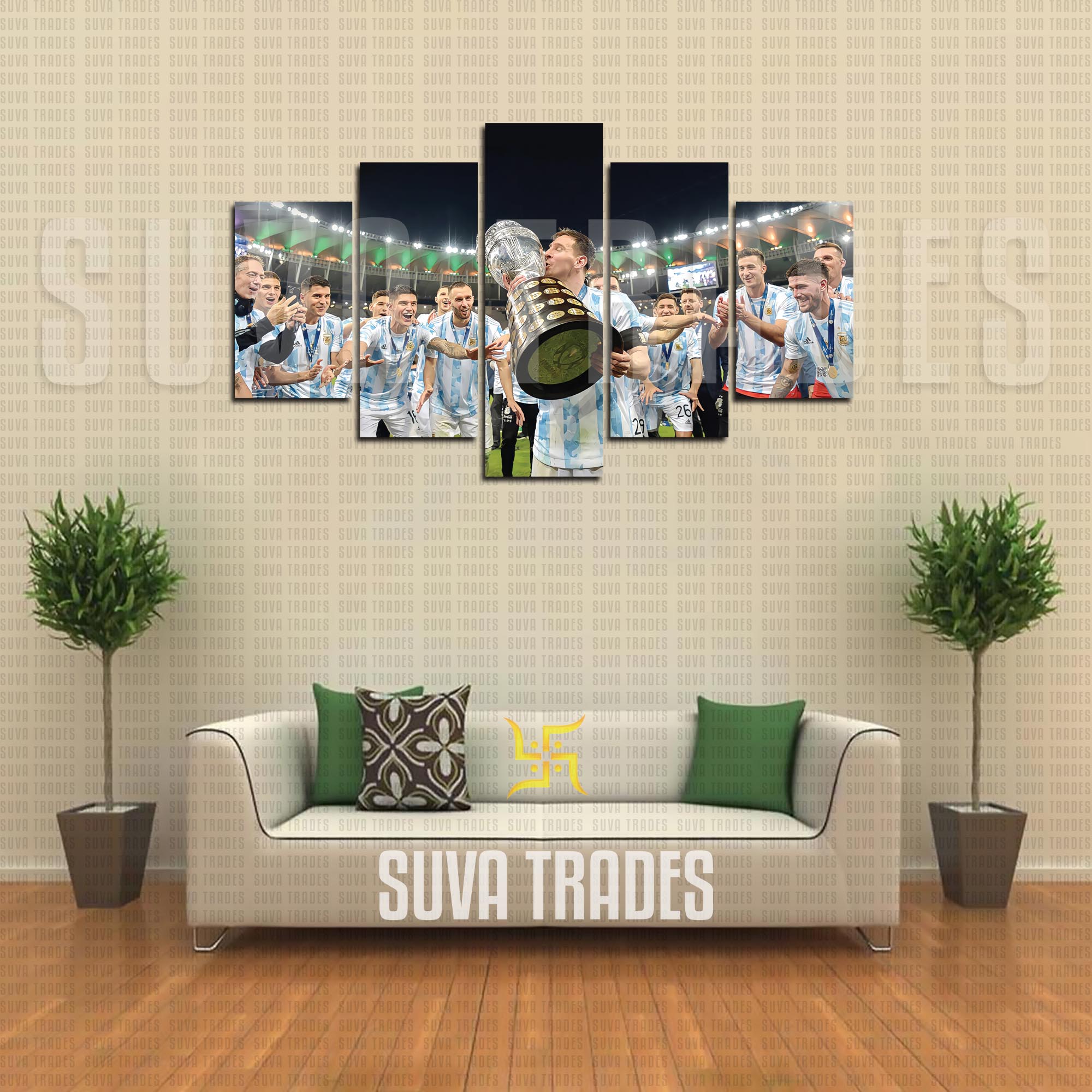 5 Panel Argentina Lionel Messi GOAT Copa America 2021 Wall Hang ...