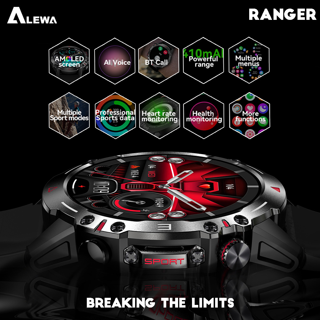 Alewa Ranger Amoled Round Smartwatch | BT Call | IP68 Waterproof ...