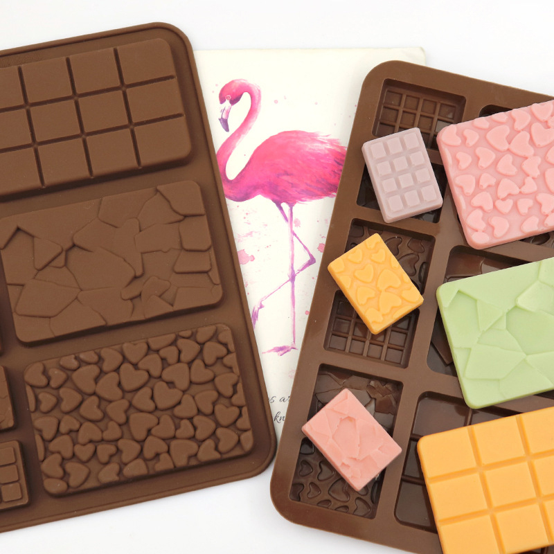 Chocolate Rectangle Bar DIY Candy Dessert Waffle Love Heart Silicone ...