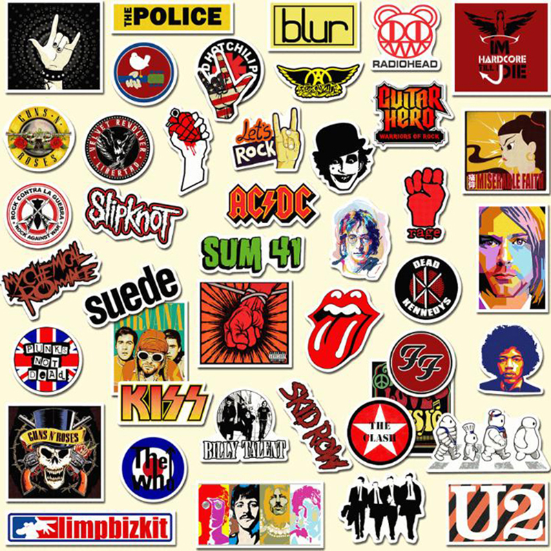 50Pcs Rock Band Sticker Graffiti Guitar Laptop Skateboard Luggage ...