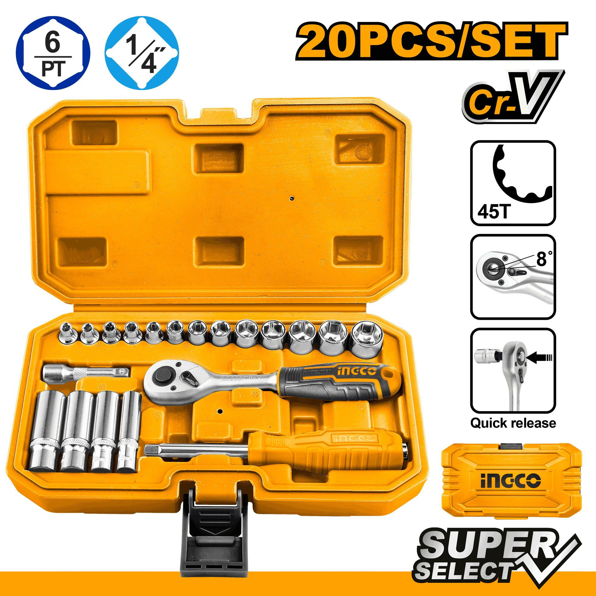 Ingco 20 Pcs 1/4" Socket Set | Daraz.com.np