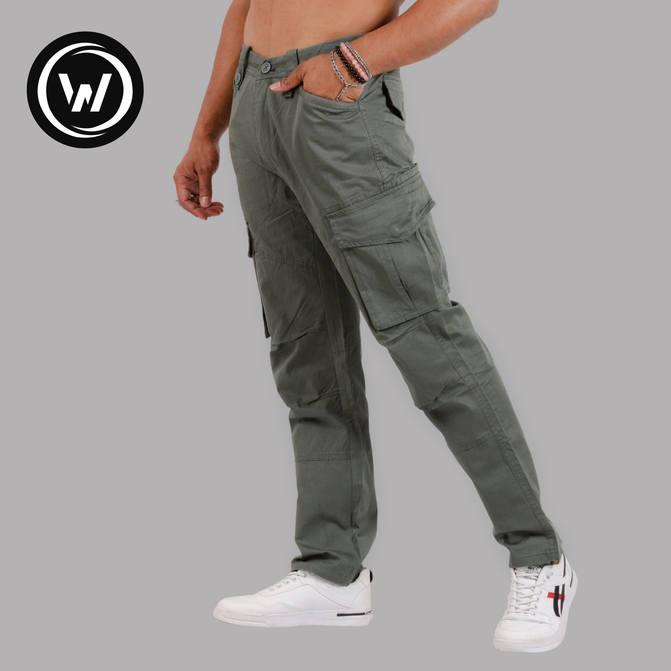 Wraon Dark Green Stretchable Premium Cotton Fancy Cargo Box Pant For ...