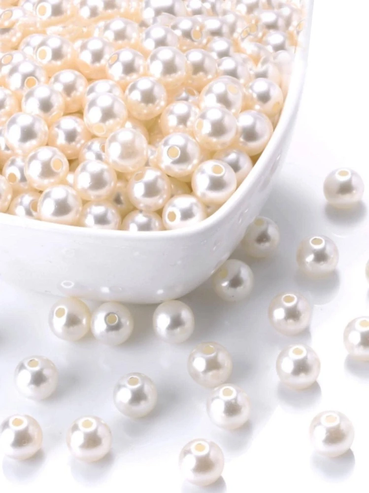 500 Pieces of Pearls Craft Beads 8Mm Loose Pearl With Holes For ...