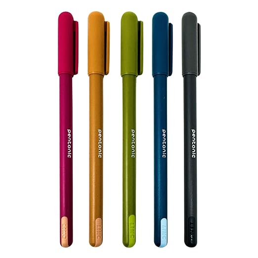 Pentonic 0.7 mm Ball Point Pen | 5 Pieces Pack | Vibrant Multicolor ...