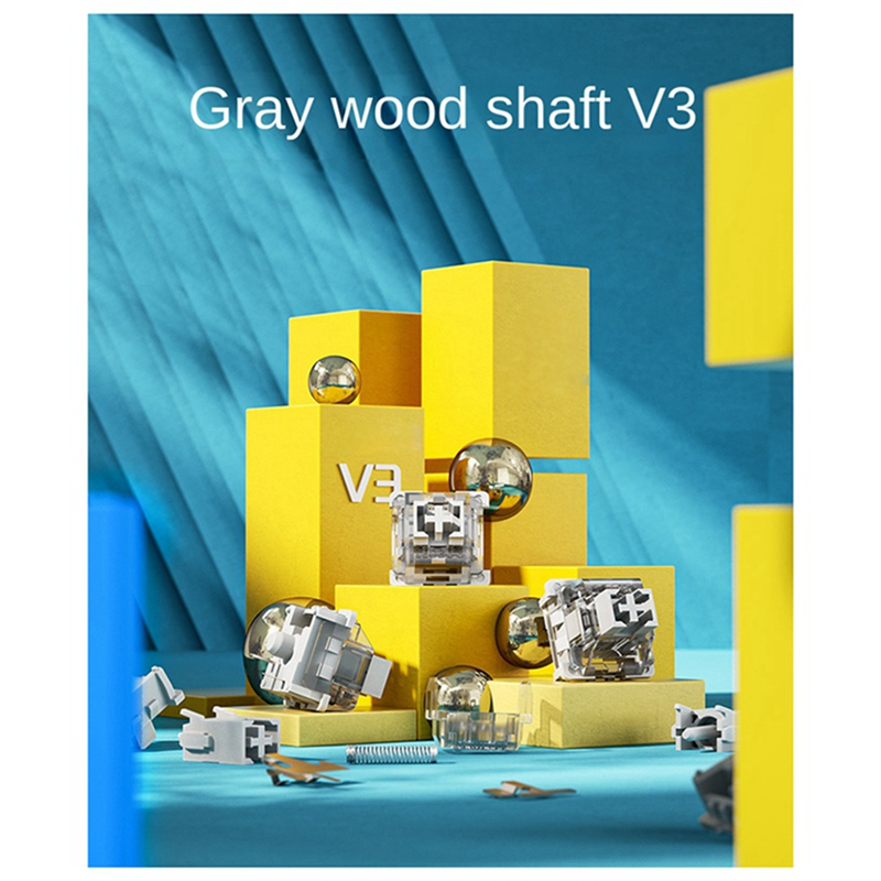 Gray Wood Shaft V3 Hot-Swappable Linear Shaft Body 3-Pin Mechanical ...