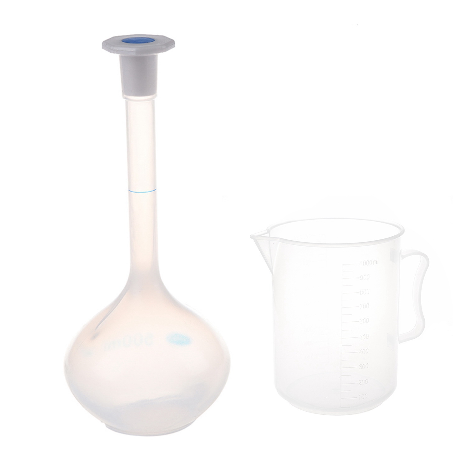 500Ml Long Neck Clear White Plastic Volumetric Measuring Flask & 1000ML ...