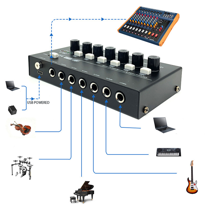 MX600 Ultra Low-Noise 6-Channel Line Mixer Stereo/Single Track Switch ...