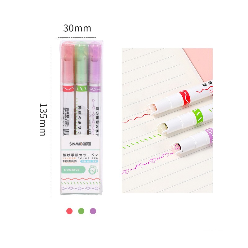 Sweet Journal 3/6 Colors Line Pen Art Marker Linear Color Pens Diary ...