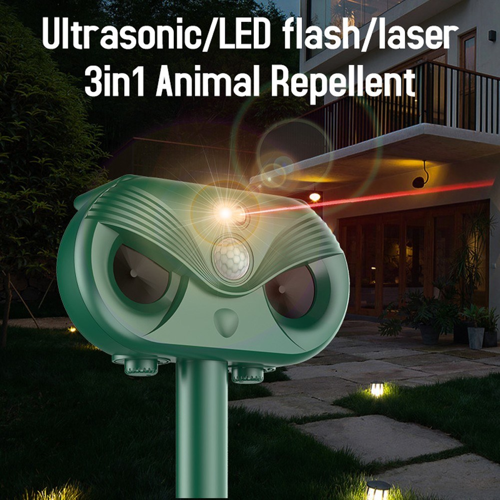 Ultrasonic Solar Animal Repeller 3 in 1 Outdoor Dog Cat Rat Repellent ...