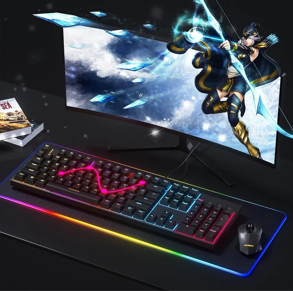 KA102 104 Key RGB Blue Switch Backlit USB Wired Gaming Mechanical ...