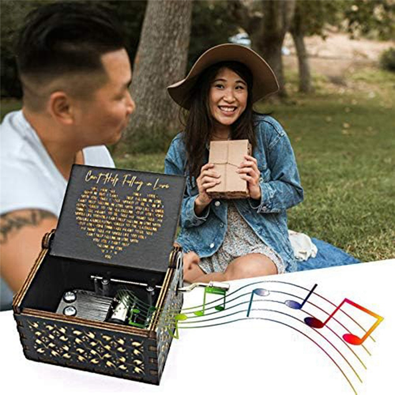1 Piece Can'T Help Falling in Love Wood Music Box, Antique Engraved ...