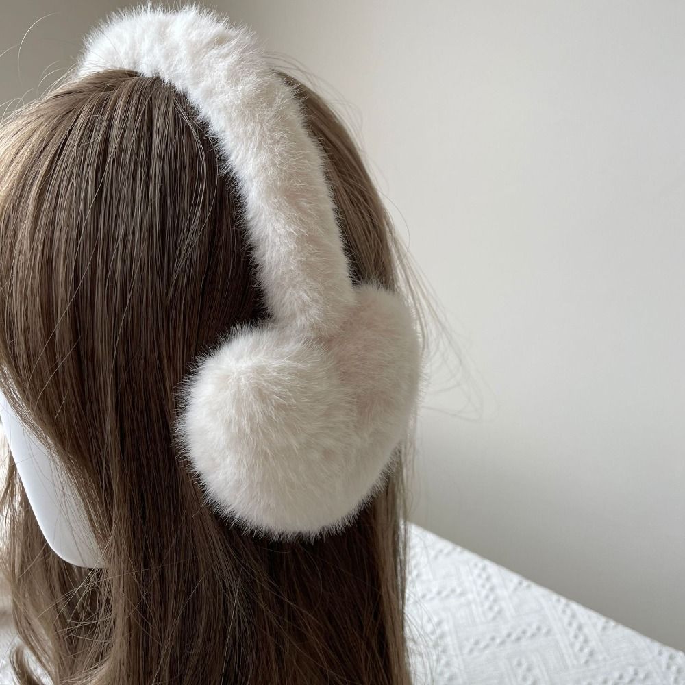 Keep Warm White Plush Fluffy Ear Muffs Star/Heart/Cat Design Coldproof ...