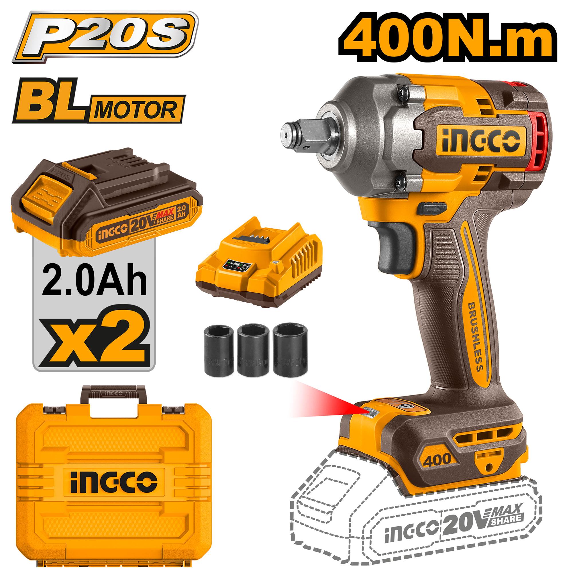 INGCO Tool 400NM Cordless Impact Wrench Brushless Motor | Daraz.com.np