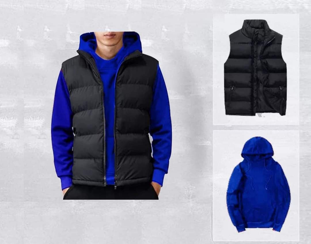 Set Of 2 Pics Winter Warm Plain Hoodies And Half-Jacket For Men | Daraz ...