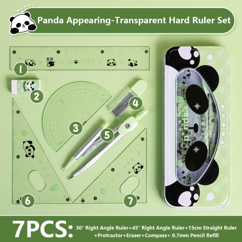 7PCS/Set Multi-Function Transparent Ruler Set Eraser Straight Ruler ...