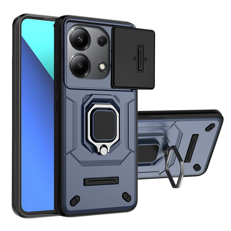 Vantime Case for Xiaomi Redmi Note 13 4G Rugged Impact-resistant Sliding Cover Hard Stand Back ...