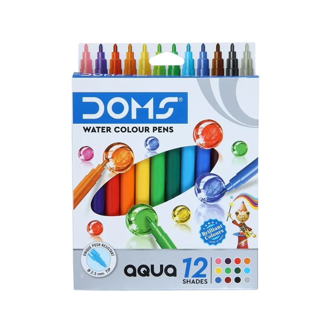 Doms Aqua Water Color Pens | 12 Shades | Unique Push Resistant Tip ...