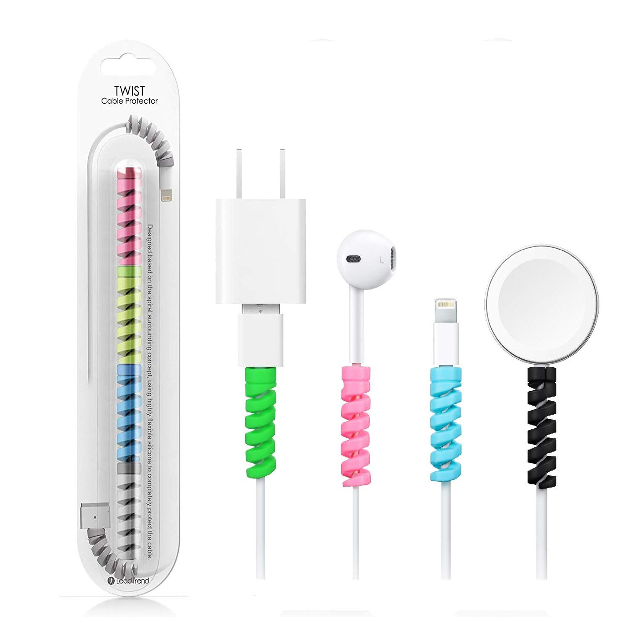 4 Pcs Mobile Accessories Spiral Lightning Cable Charger Protector For ...