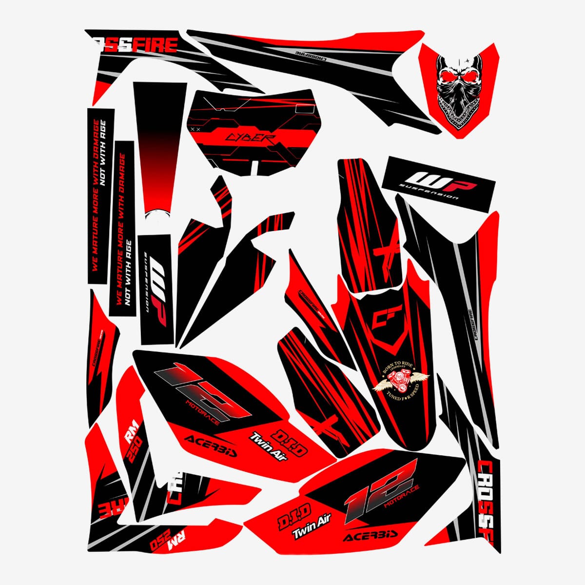 Crossfire RM 250 RED And Black Sticker Graphic | Daraz.com.np