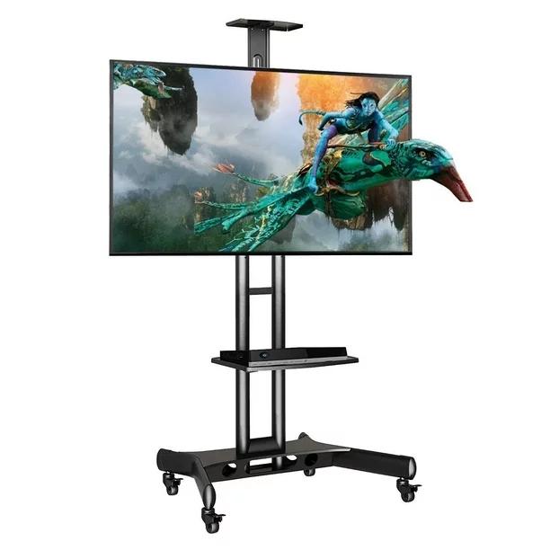 Portable TV Cart Height Adjustable - 32 To 75 Inch Mobile TV Stand With ...