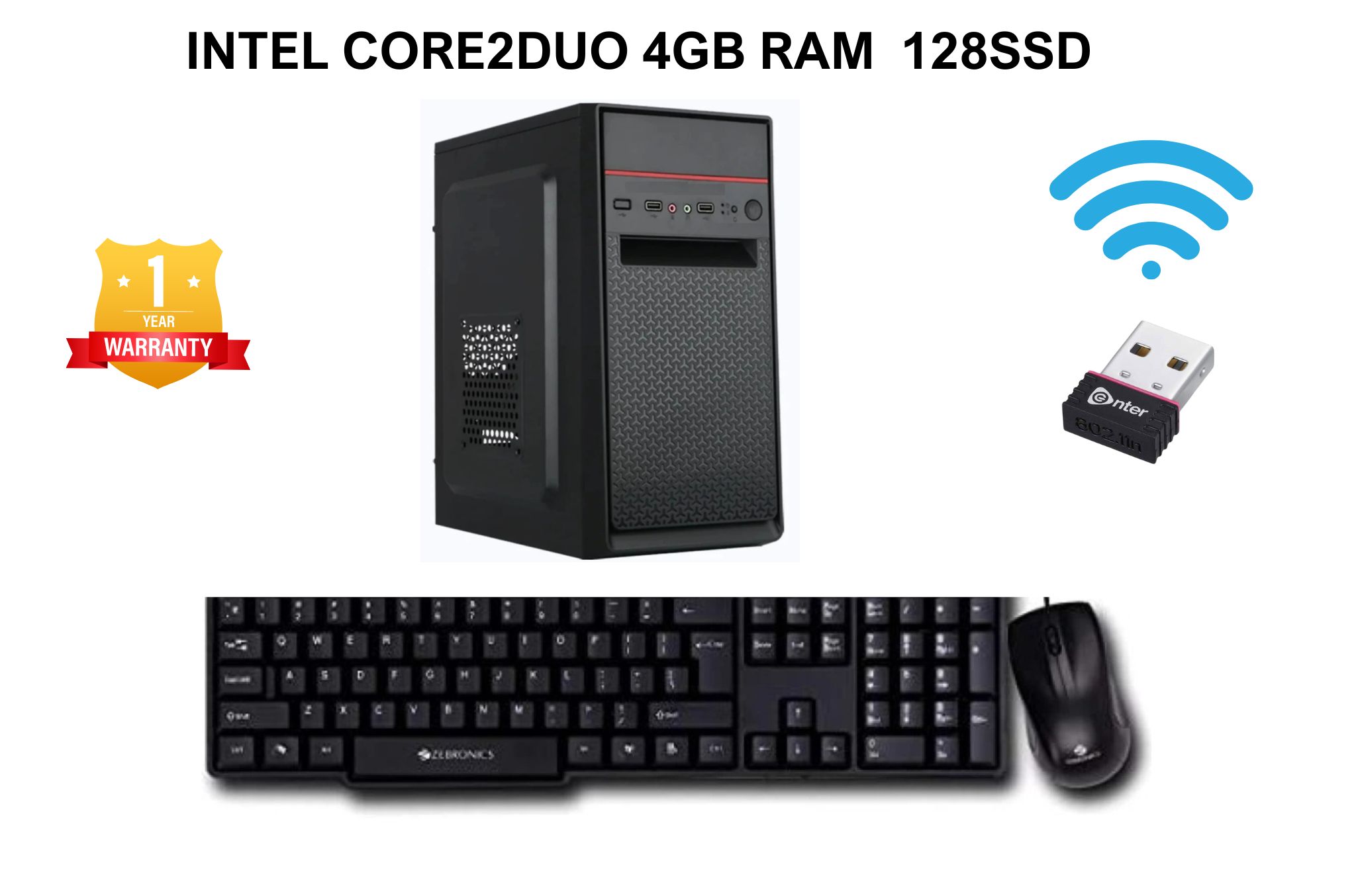 Computer Set with Core 2 Duo, 4GB DDR3 RAM, 128GB SSD, without Monitor ...