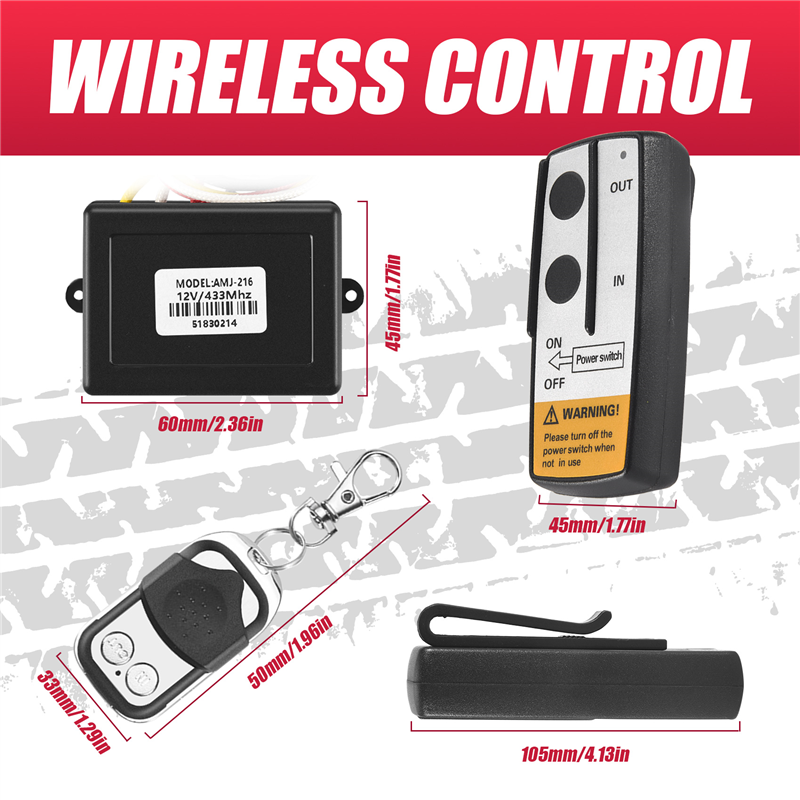 12V 12Volt 50ft Winch Wireless Remote Control Set for Truck ATV Warn ...