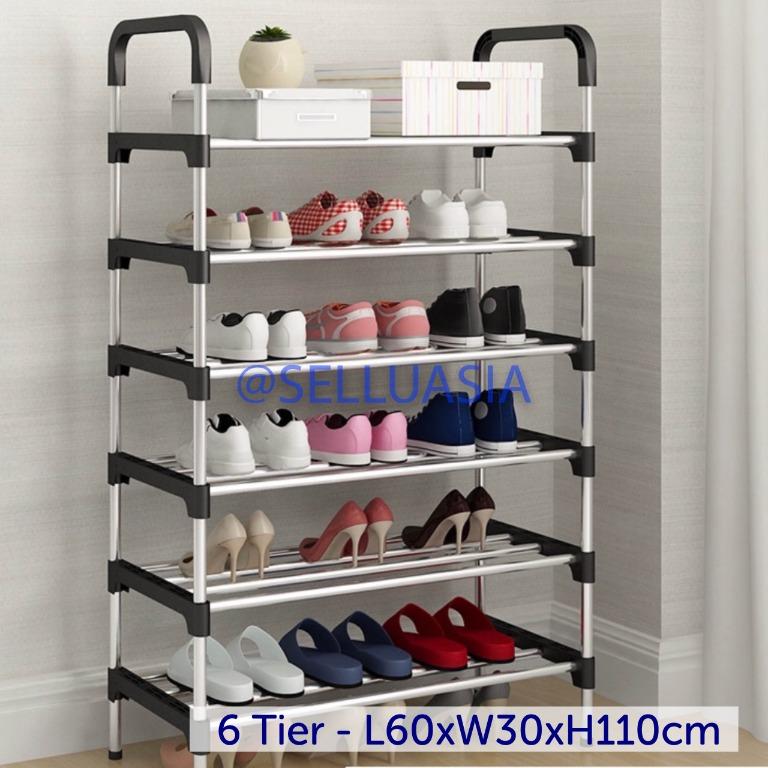 Open Shoe Rack 6 Layers Stainless Steel Foldable Size 60 cm x 30 cm x ...