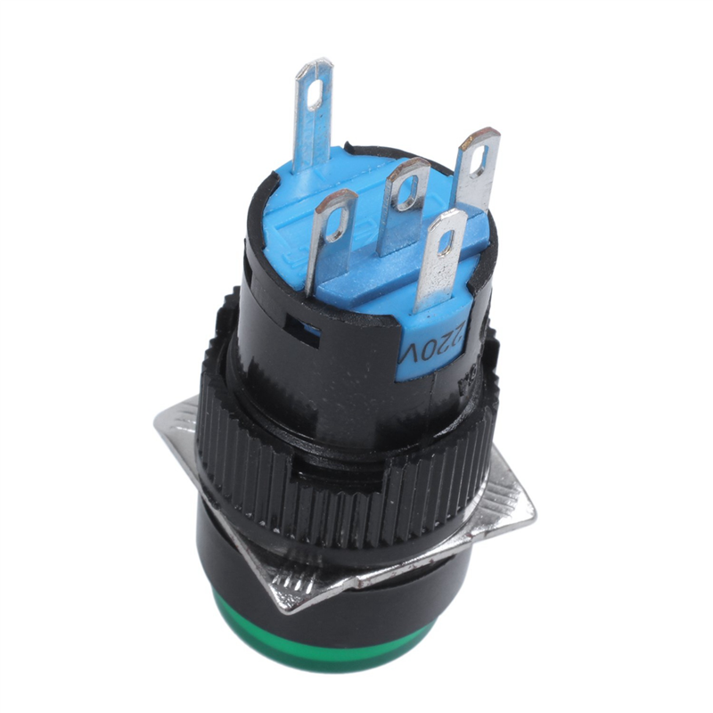 20X AC 250V 5A SPDT 1NO 1NC 5 Pins Latching Green Push Button Switch W ...