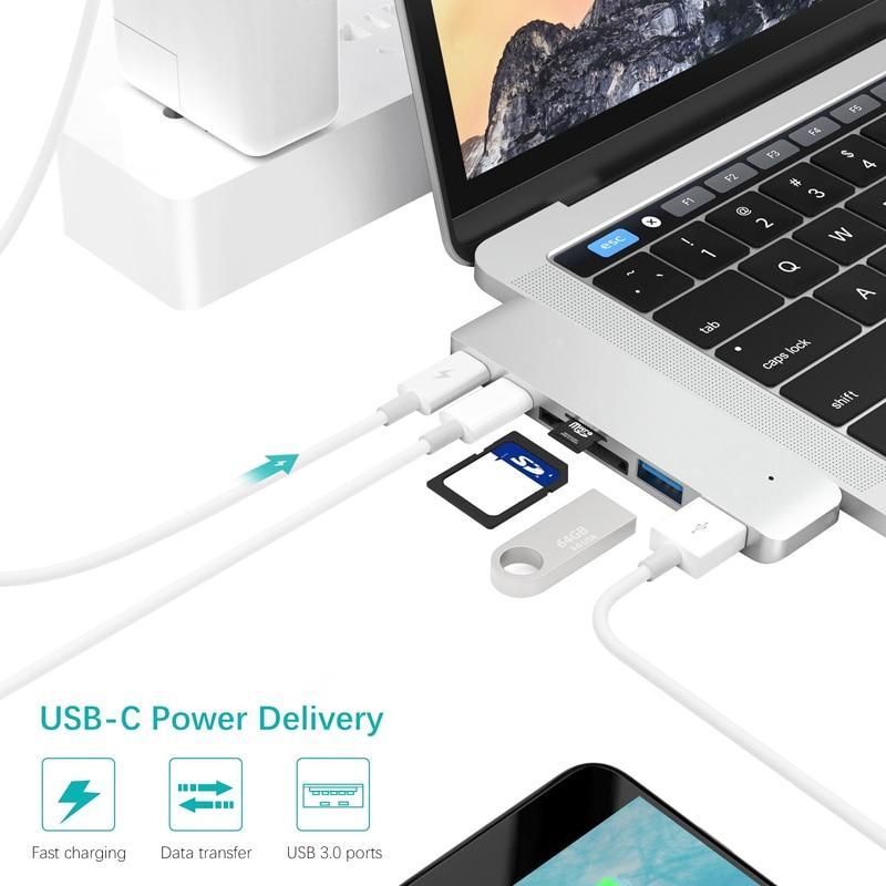 Original 7 IN 1 Multi-Function HUB Dual Type C To HDMI 4K Adapter USB 3 ...