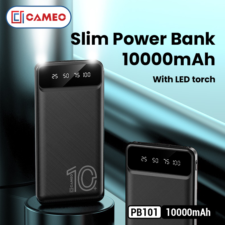Cameo PB101 10000 mAh Slim Powerbank with LED Torch Charging Type C and ...