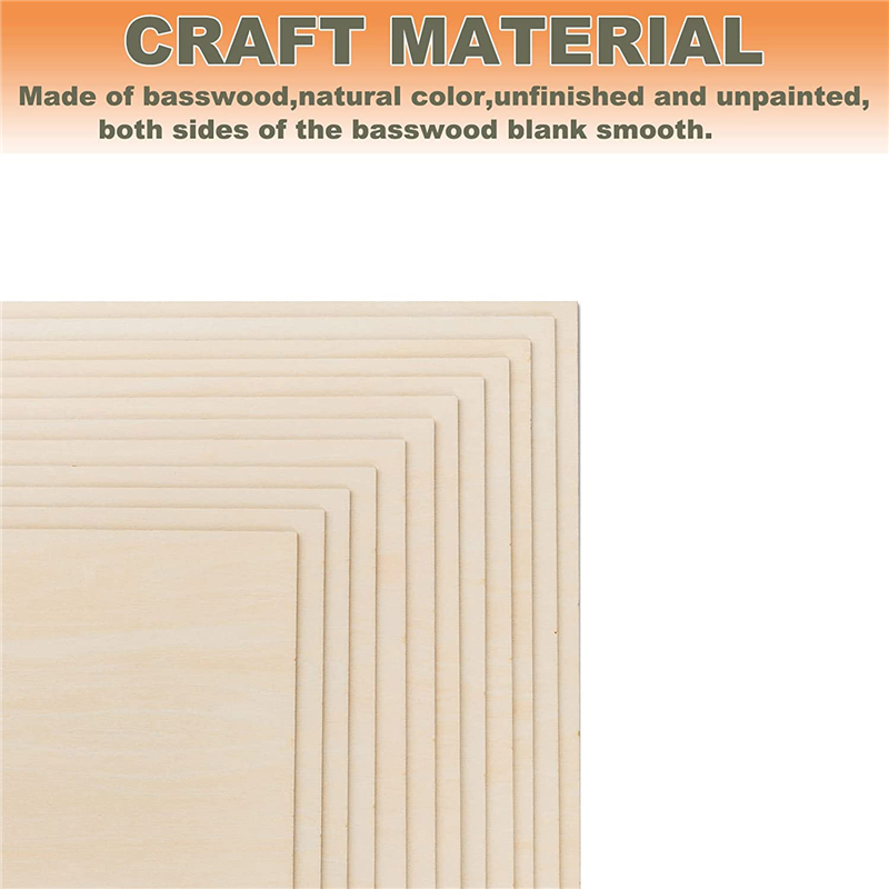 50Packs 4 X 4 Inch Plywood Sheets 1/16 Inch Thin Wood Sheets Craft Wood ...
