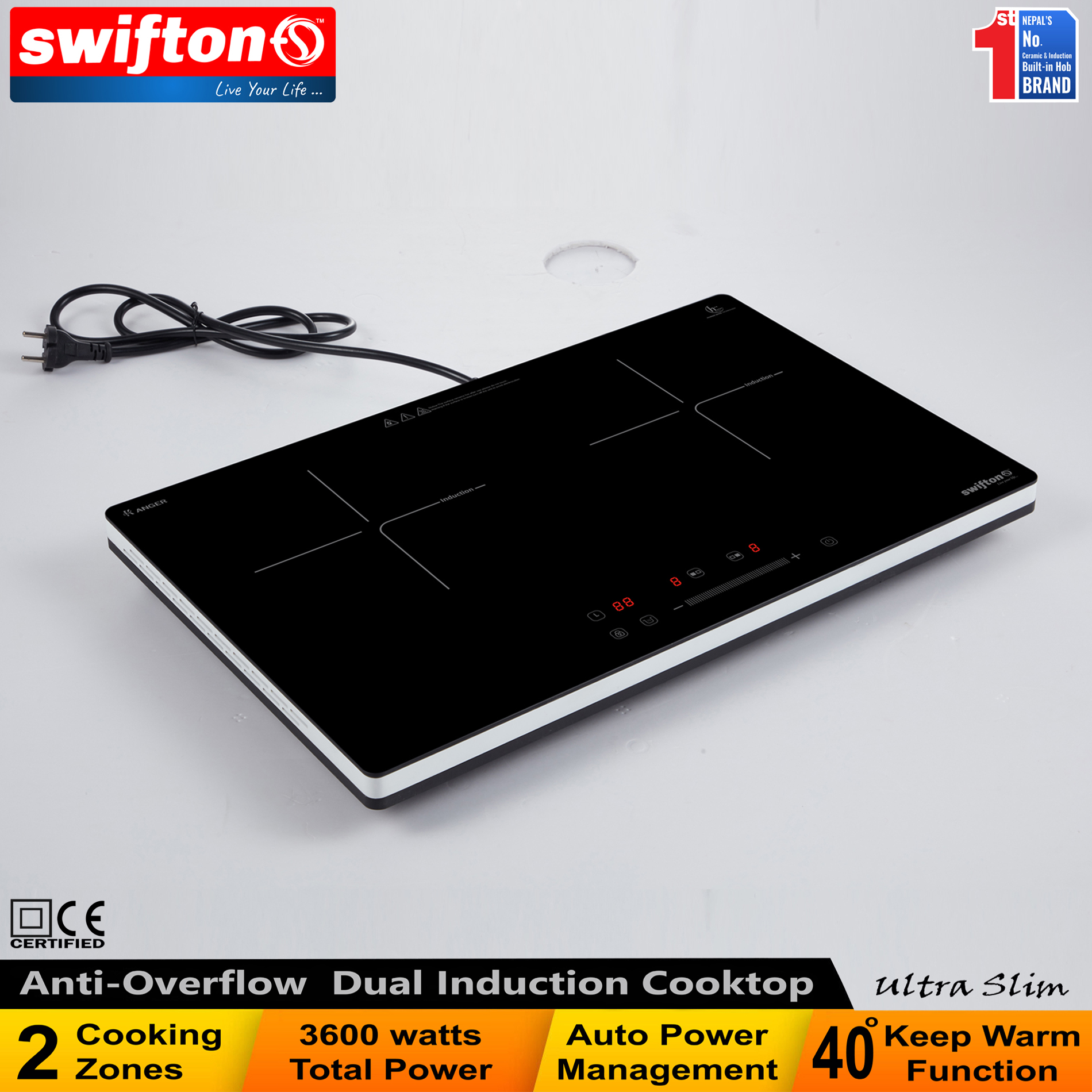 Swifton Double 2 Induction Cooktop Anti overflow Protection System Keep ...
