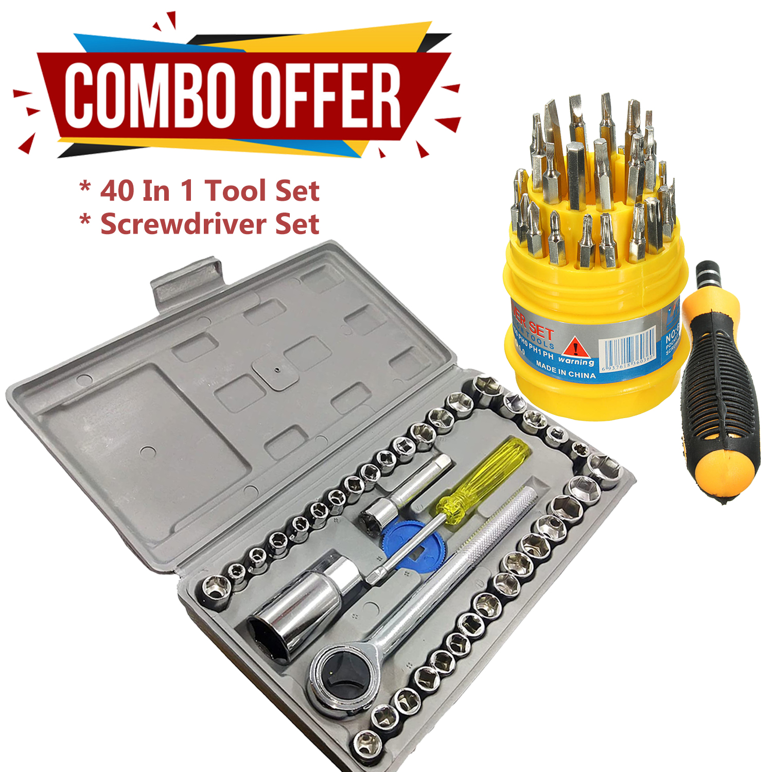 40 in 1 Pcs Wrench Tool Kit & Screwdriver & Socket Set Combo | Daraz.com.np