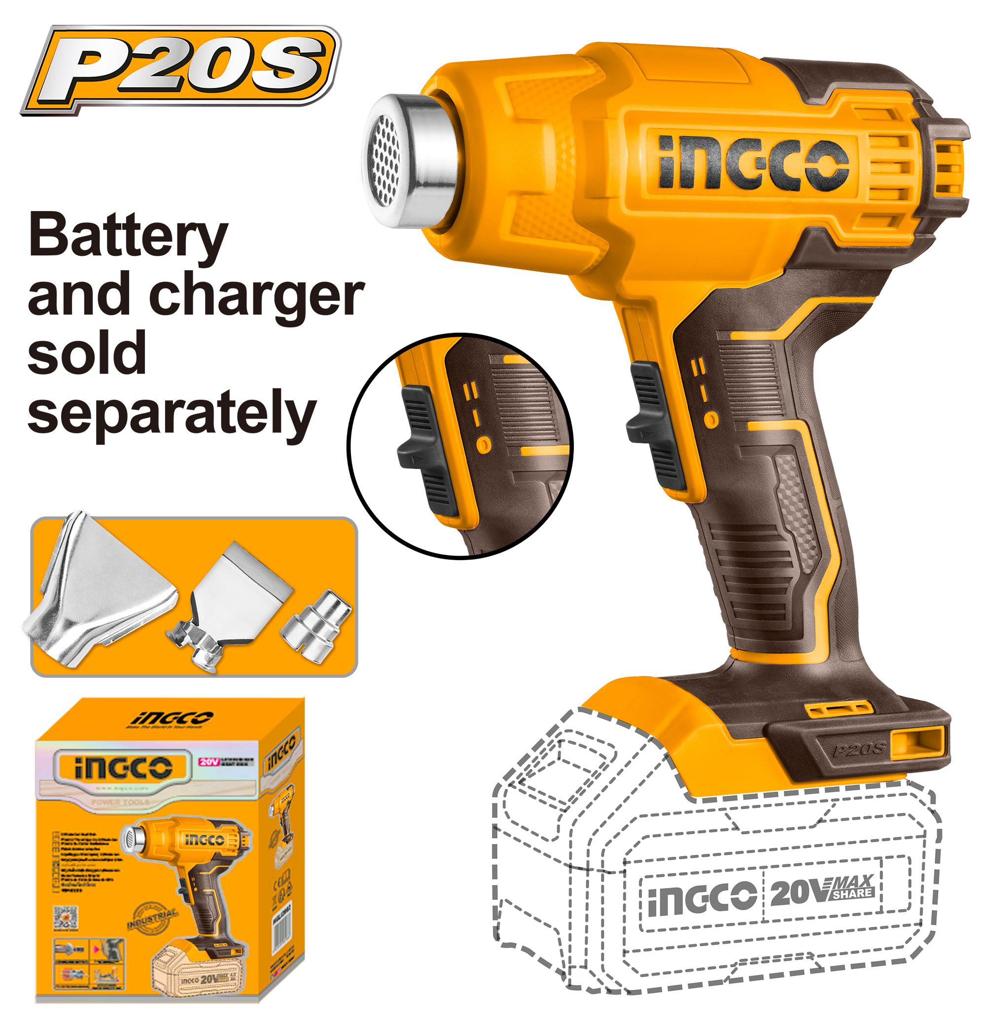 INGCO Tools Cordless Heat Gun Temperature:300/550°C (Battery Not ...