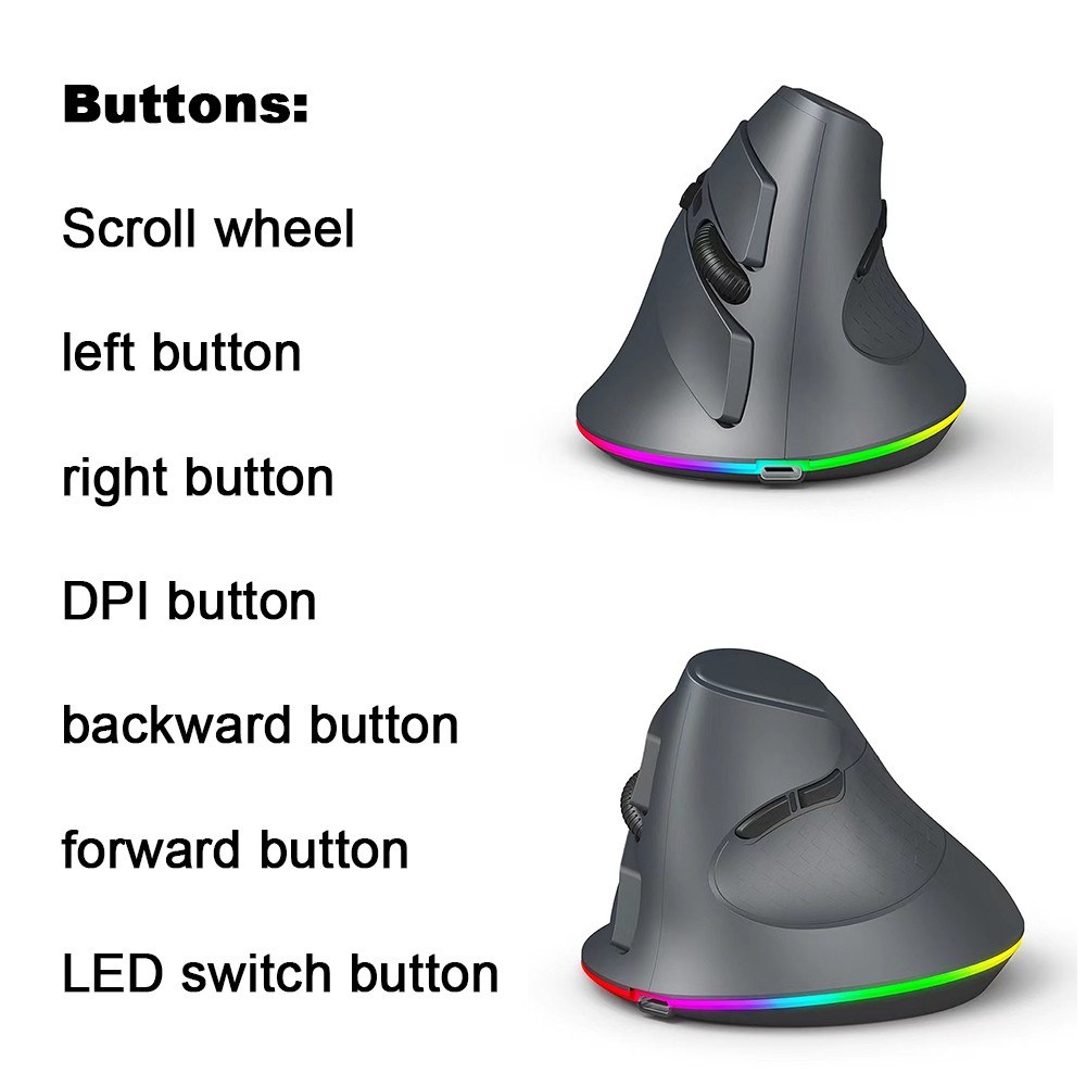 Vertical Wired Gaming Mouse Mechanical Mouse 7200DPI Ergonomic Design ...