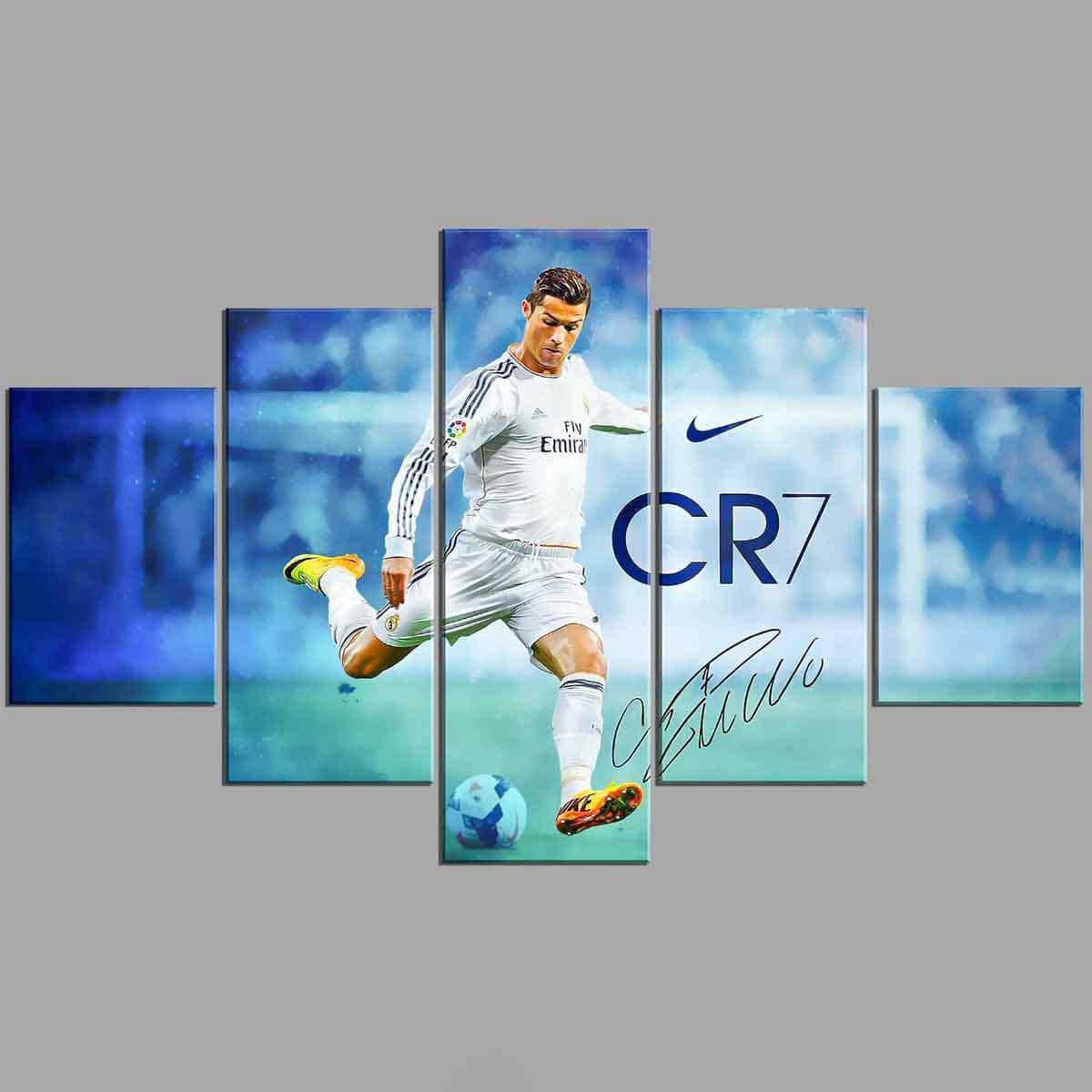 5 Panel Cristiano Ronaldo Wall Hang Canvas Print With Wooden Frame ...
