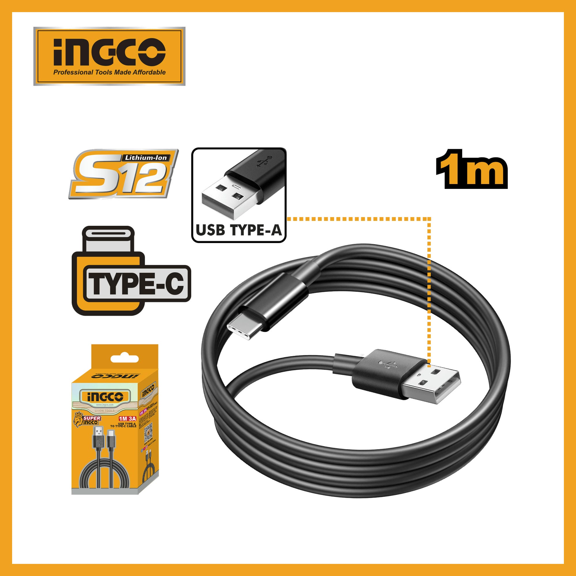 INGCO 1m USB type-A to type-C Cable IUCC01 | Daraz.com.np