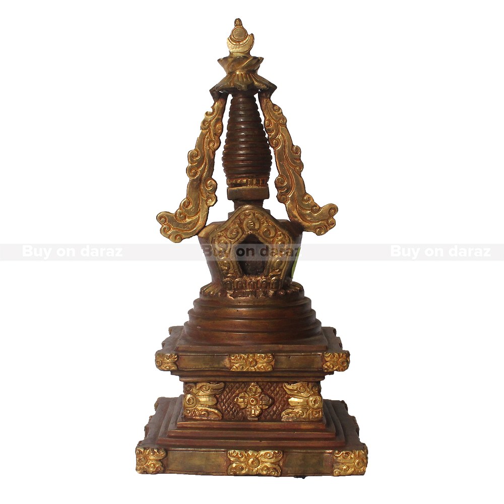 Half gold glided Stupa/Chiba/ Chorten Statue : 9 inch | Daraz.com.np
