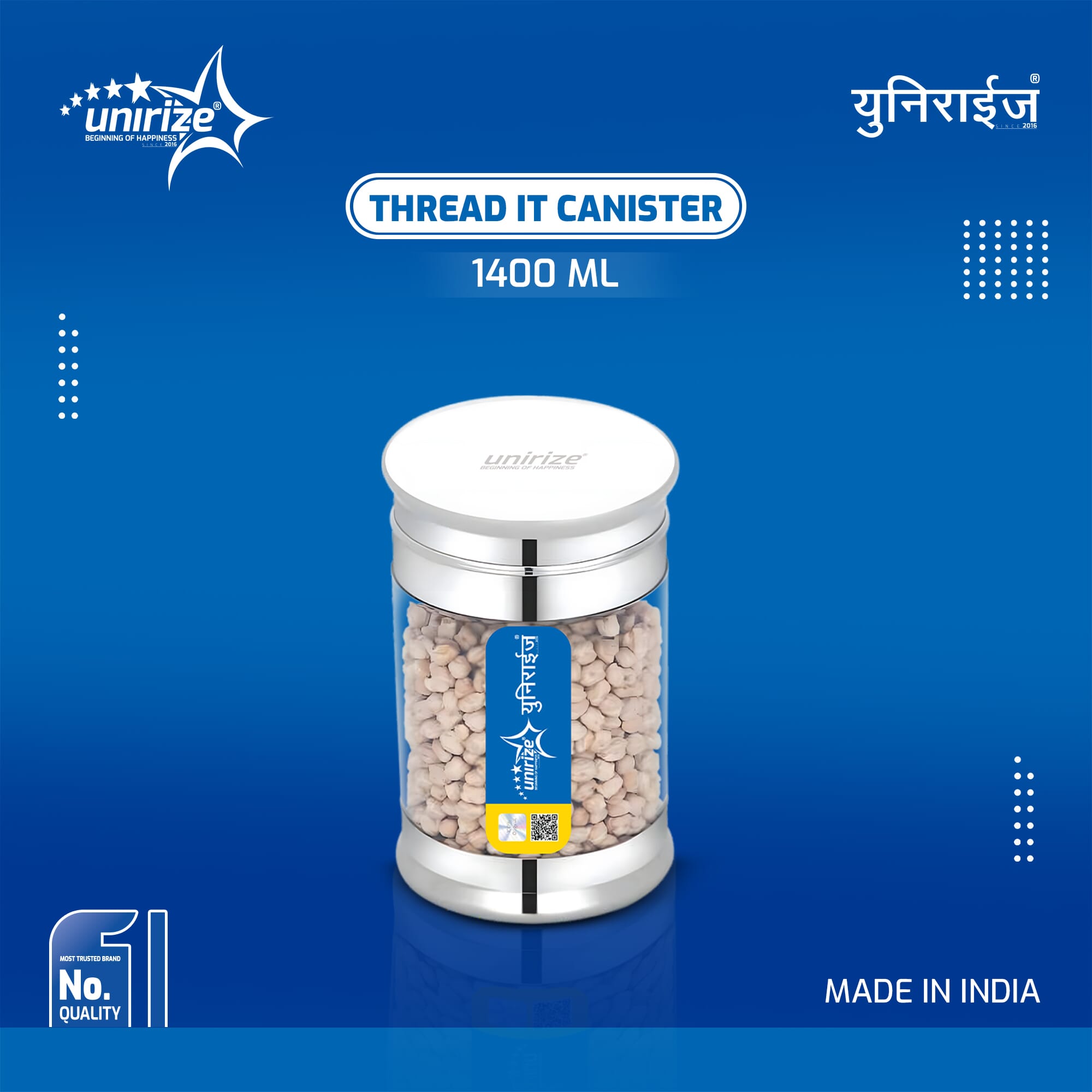 Unirize Stainless Steel Thread It Canister 1400 Ml | Daraz.com.np